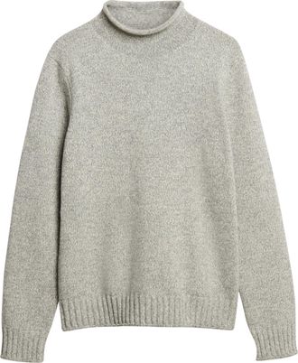 Superdry Herren Rollkragenpullover im 90er-Jahre-Stil Rune Grau Meliert L