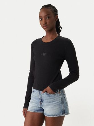 Calvin Klein Jeans Bluse Monogram LV047A803G Schwarz Slim Fit