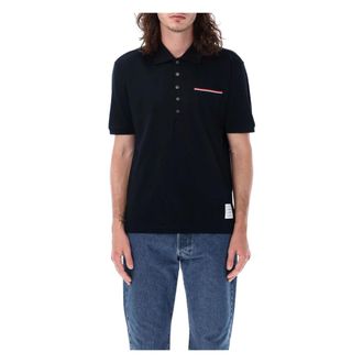 Thom Browne Marineblaues Polohemd mit Streifendetail - - Tops - Herren - Blau - XL