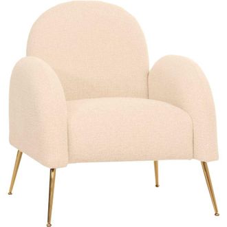 Hhg Lounge-Sessel HHG 262, Cocktailsessel Sessel, Retro Nosagfederung Stoff/Textil Chenille creme-wei&szlig;
