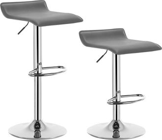 Woltu Woltu - Tabouret de bar en similicuir, lot de 2, Tabouret de bar pivotant, hauteur réglable, Gris
