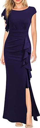 ORANDESIGNE Robe de Soirée Longue Chic et Élégant pour Femme - Col en V, Mousseline de Soie, Bal, Cocktail, Mariage, Cérémonie, Fête, Demoiselle dhonneur - Violet