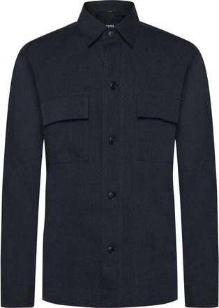 HUGO BOSS Glattes Overshirt aus einem Leinen-Mix in
