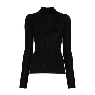Sportmax Femme, Pulls, Noir, Taille: 40 FR Pull Noir C&ocirc;tel&eacute; Flavia Manches Longues