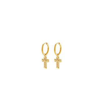 Dansk Copenhagen Boucle doreille Huggie Amour Croix - Femme - Accessoires - Jaune - Taille: ONE Size