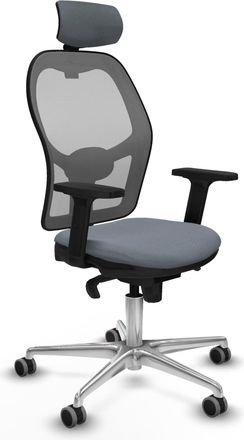 Piqueras y Crespo Grauer Schreibtischstuhl mit 2D-Armen, h&ouml;henverstellbare Lendenwirbelst&uuml;tze und h&ouml;henverstellbares Kopfteil, Grau/Grau