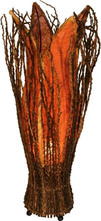 Guru Shop Tischlampe/Tischleuchte Flores, in Bali Handgemacht aus Naturmaterial - Orange, 70x20x20 cm