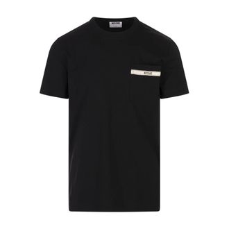 Moschino Homme, Tops, Noir, Taille: 2XL T-shirt en Coton Noir