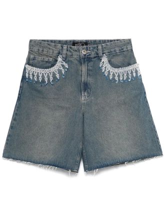 PatBo short en jean à ornements de perles - Bleu