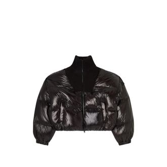 Diesel Down Puffer Jacket In Ripstop With Knitted Collar