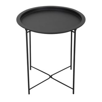 SVITA THEBE Beistelltisch Metall rund Nachttisch Couchtisch Wohnzimmertisch Kleiner Beistelltisch Metalltisch Blumentisch klappbar Schwarz