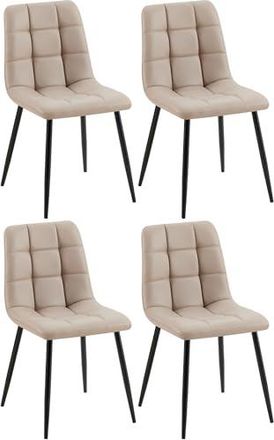 Clp Lot de 4 chaises de Salle &agrave; Manger Antibes Similicuir I Chaise rembourr&eacute;e matelass&eacute;e I Chaise de Cuisine avec Protections de Sol, Couleur:Taupe
