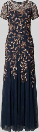 Adrianna Papell Abendkleid mit floralem Ziersteinbesatz