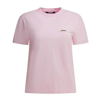 Jacquemus Femme, Tops, Rose, Taille: 42 FR Cotton Jersey Logo T-Shirt