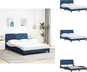 vidaXL Bettgestell ohne Matratze Blau 140x200 cm Stoff - Bettgestell - Bettgestelle - Bettrahmen - Bett