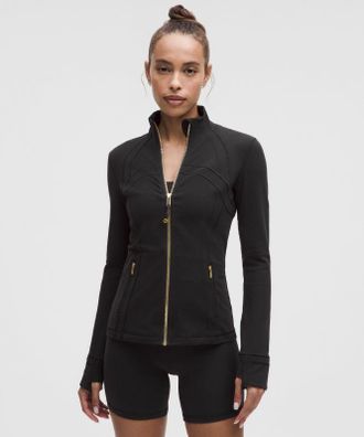 lululemon Define Jacke Luon f&uuml;r Frauen - Gr&ouml;&szlig;e 10 in Black/Gold