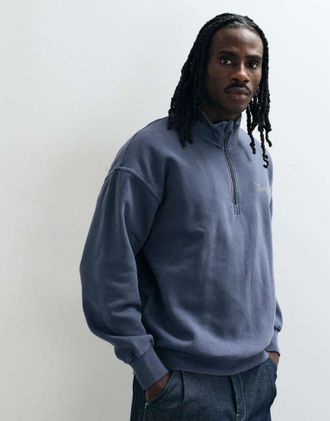 Wrangler sweat-shirt zipp&eacute; 1/4 bleu