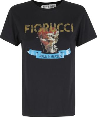 Fiorucci Femme, Tops, Noir, Taille: 40 FR Cupid Graphic T-Shirt
