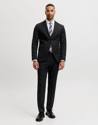 Jack & Jones blazer &agrave; simple boutonnage et pantalon de costume ajust&eacute; en noir