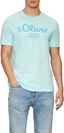 s.Oliver Herren T-Shirt mit Logo-Print - aus Baumwolle, Regular Fit, Rundhals