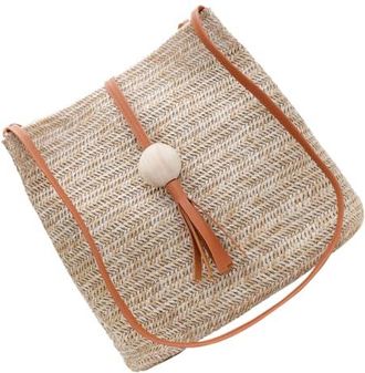 UPKOCH Sac Seau Tissé Paille Portable pour Femme et Fille Bandoulière Amovible Sac à Main pour Plage Shopping et Sorties Couleur Marron