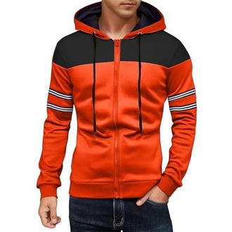 Generic Sweat &agrave; capuche de No&euml;l uni pour homme, coupe r&eacute;guli&egrave;re, patchwork, manches longues, tendance, d&eacute;contract&eacute;, multicolore, fermeture &eacute;clair, cardigan po