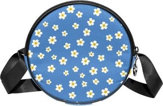 Generic Sac &agrave; bandouli&egrave;re rond pour femme, petit sac &agrave; bandouli&egrave;re &agrave; motif floral avec fermeture &eacute;clair, bretelles r&eacute;glables, sac &agrave; main rond d&eacute;contract&eacute; pour