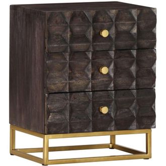 vidaXL Table de chevet Noir 40x30x50 cm Bois de manguier massif Vidaxl