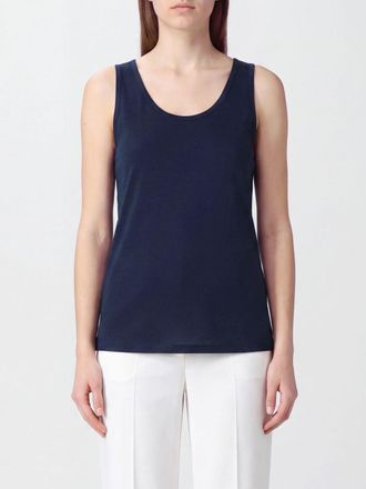 Max Mara Top sans manches en cr&ecirc;pe de Chine &agrave; col en U et coupe slim