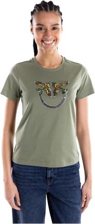 Pinko Pinko, Femme, Tops, Vert, Taille: 38 FR T-shirt Quentin