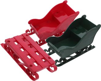 SOLUSTRE 3stücke Plastik Weihnachts Schlitten Dekoration Tisch Schlitten Ornament Weihnachtsmann Requisit Sammlerstück Figur Ornament