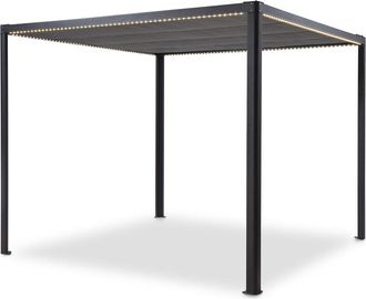 Blumfeldt Pantheon RemoteShade Ambient - Pavillon, Pergola, Tonnelle, Toit de terrasse, Tube carré daluminium, Surface Couverte : 3 x 3m, Ouverture et