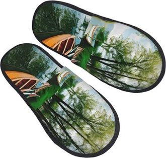 Generic Lac Avec Parc De Cano&euml;s Unisexe Slippers Antid&eacute;rapantes Chaussons Doux Chaussures De Maison Pour Ext&eacute;rieur Automne Hiver M