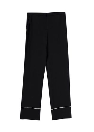 Erdem Black Contrast Piping Silk Tailored Trousers Size M
