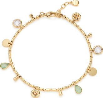 Leonardo Armband Ella - Arm-Schmuck aus goldfarbenem Edelstahl - Bettel-Armband-Look - Zylinder-Perlen mit eingehangenen Anhängern - 18-20 cm Länge - Damen Sch