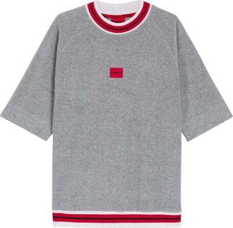 HUGO BOSS Sweatshirt f&uuml;r Herren, Kontrast-Besatz, leger, kurz&auml;rmlig (Grau)