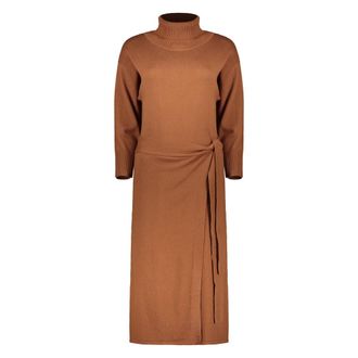 Yves Salomon Eleganter Midikleid mit hohem- raffiniertem Kragen - - Dresses - Damen - Braun - M