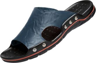 Generic Nouvelles chaussures de plage respirantes un mot pantoufles en cuir pantoufles bordure surdimensionné 48 Yards pantoufles Bottes Imperméables Homme Ra