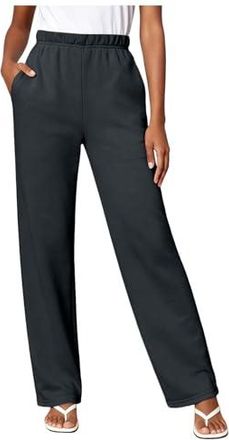 Generic Pantalon Palazzo &eacute;lastique pour femme - Coupe droite - Coupe droite - Taille haute - D&eacute;contract&eacute; - Jambes larges - Avec poches, gris fonc&eacute;, 3XL