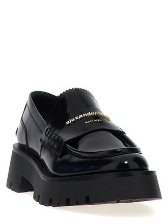 Alexander Wang Womens Black Cowhide Slip-On Loafers