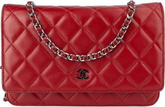 Chanel Crossbody Bags - Chanel Quilted Lambskin Wallet On Chain Crossbody - Gr. unisize - in Rot - f&uuml;r Damen