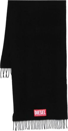 Diesel Schwarzer Fransenschal mit Logo - - Accessories - Herren - Schwarzk - ONE SIZE