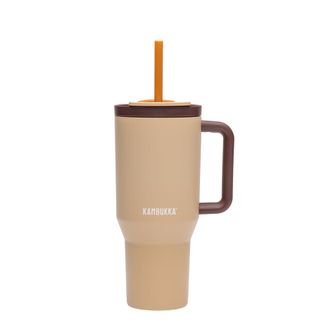 Kambukka Thermobecher f&uuml;r Reisen, 900 ml, Beige und Braun, mit Deckel und Griff