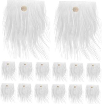 Garneck mit K&uuml;nstlichen B&auml;rten aus Kunstpelz und Holzperlen 48 St&uuml;ck Selbstgemacht Bastelset f&uuml;r Weihnachtswichtel Puppenbart Zubeh&ouml;r f&uuml;r Saisonale Dekoration