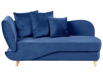 Beliani Chaiselongue Samt blau linksseitig mit Stauraum Kissen modern Meri II