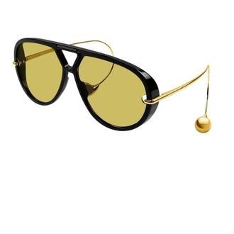 Bottega Veneta Lunettes de soleil aviateur oversize - Femme - Accessoires - Jaune - Taille: 63 MM