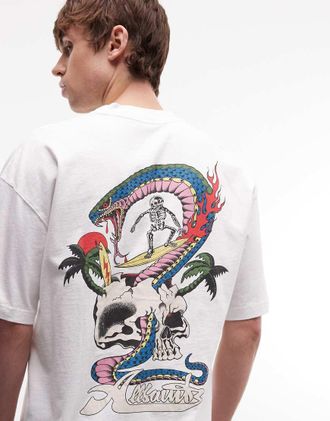 AllSaints Snakepit - T-Shirt in Wei&szlig; mit Grafik-Logo und R&uuml;ckenprint