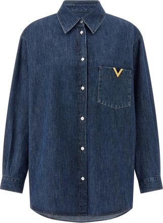 Valentino Garavani Femme, Blouses et Chemises, Bleu, Taille: 36 FR Chemise en Chambray Denim