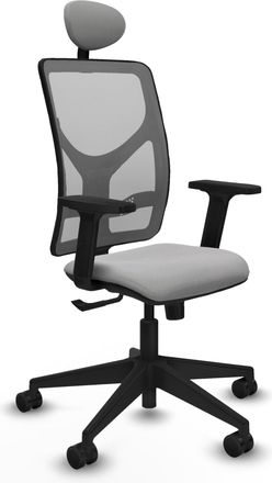 Piqueras y Crespo Grauer B&uuml;rostuhl mit 2D-Armlehnen, h&ouml;henverstellbarer Lendenwirbelst&uuml;tze und festem Kopfteil, ausgestattet mit Sincro 3 Positionen und Schneideschaum,