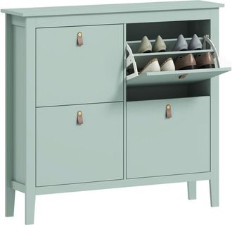 HOMCOM Meuble &agrave; chaussures - HOMCOM - 20 paires - 4 tiroirs rabattables, &eacute;tag&egrave;res r&eacute;glables - panneau de particules - 105x24x95,5cm - vert